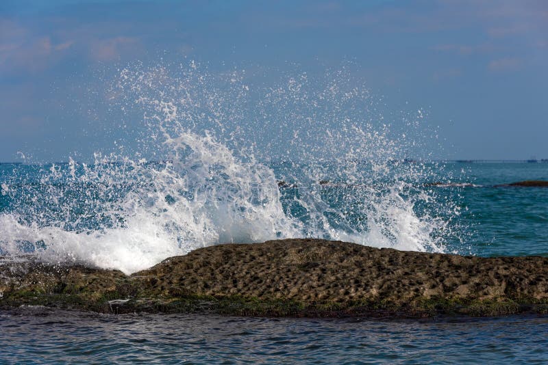 Waves Breaking on Reef, Big Splashes Stock Photo - Image of travel ...