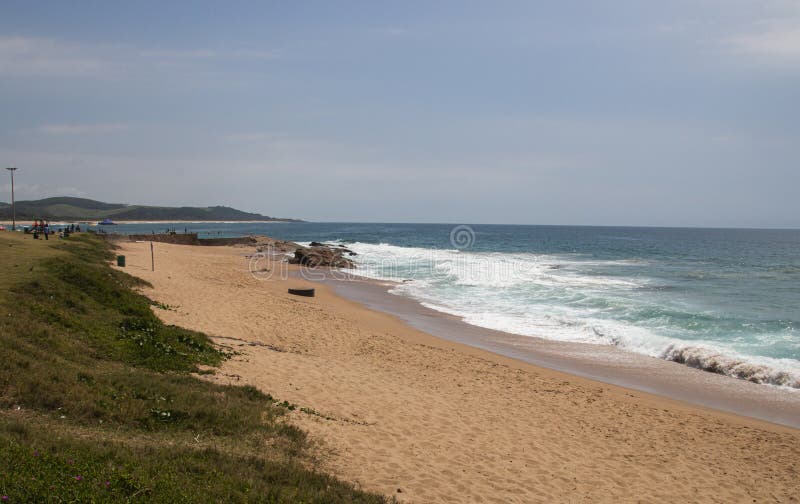 Waves Breaking on Rocks on Beach Shoreline Stock Photo - Image of ...