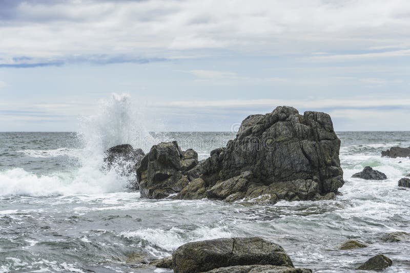 Waves Breaking on the Rocks . Stock Image - Image of ocean, seascape ...