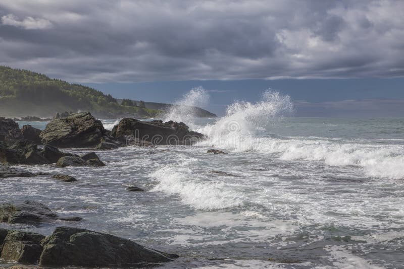 Waves Breaking on the Rocks Stock Image - Image of foam, coastline ...