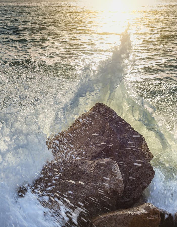 Waves Breaking on the Rocks. Stock Image - Image of nature, crush: 80906021