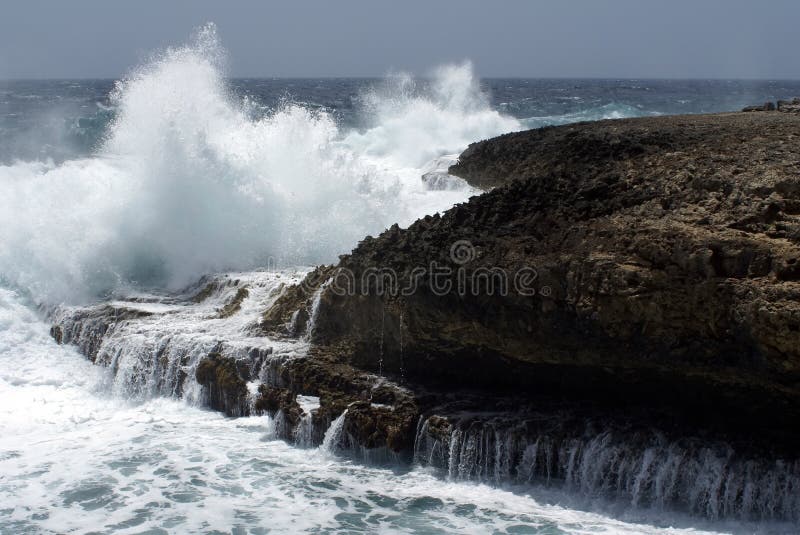 Waves Breaking on a Rocky Coast Stock Photo - Image of breaking, island ...