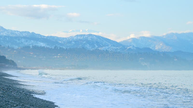 Waves Breaking at Seashore Beach Shallow Water. Abstract Nautical ...