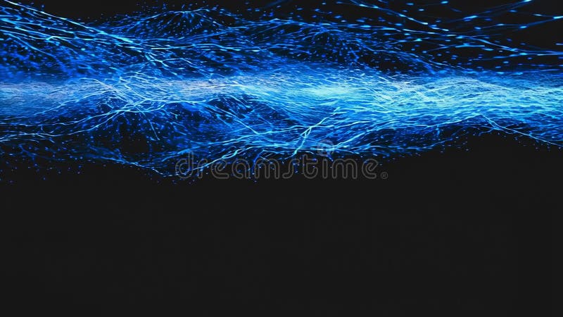 Waves of Bright Blue Light Ripple and Flow Gracefully Against a ...