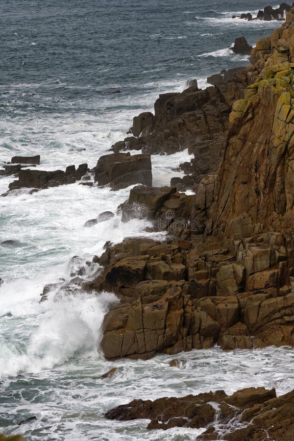 Waves on Cliffs at Greeb Zawn Stock Image - Image of rocks, landmark ...