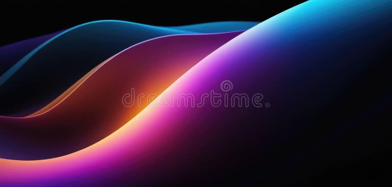 Waves of Color Gradient on Black Background. Volumetric Gradient Shapes ...