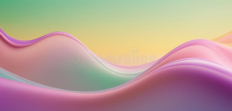 Waves of Color Gradient Color Pink Yellow and Green. Volumetric ...