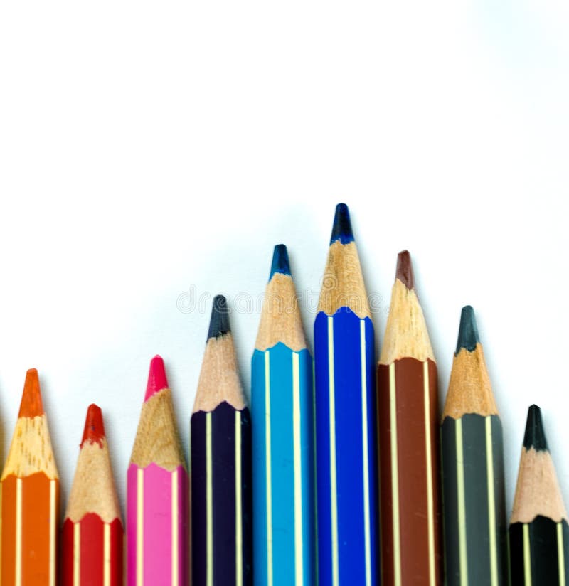 Row of Colored Pencils on a White Background Stock Image - Image of ...