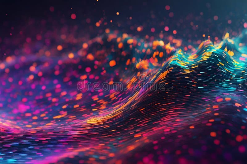 Waves of Colorful Points Digital Data Splash of Point Array Stock Illustration - Illustration of ...