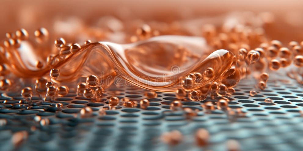 Waves of a Copper-colored Liquid Cascade Over a Patterned Surface ...