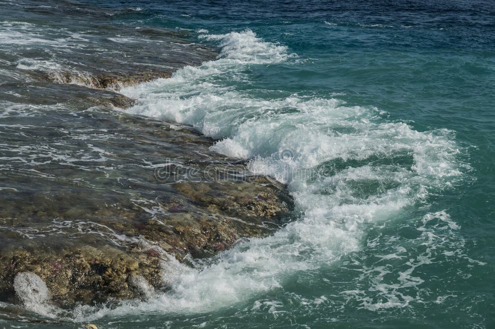 Waves at the Coral Reef during a Storm Stock Image - Image of color ...