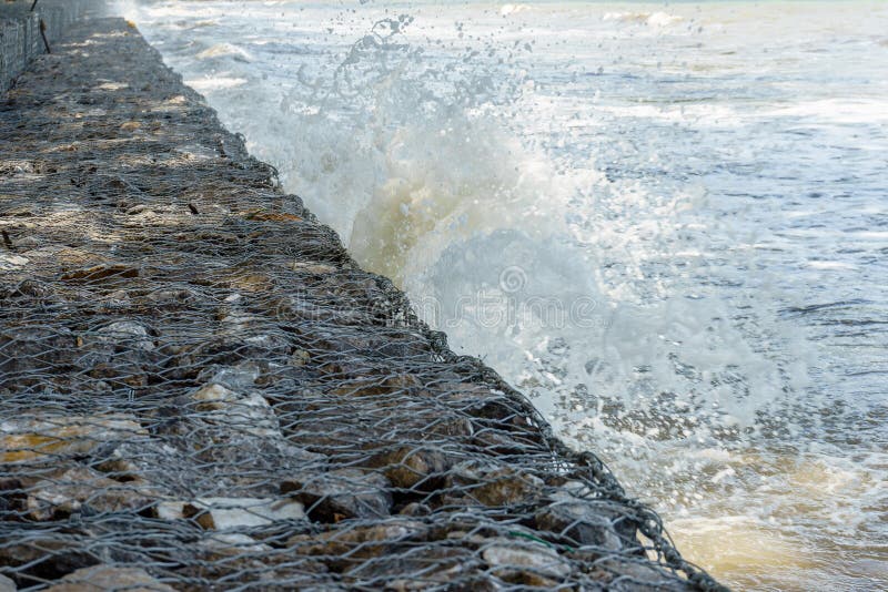 Seawall Splash stock image. Image of wall, force, pier - 19545185