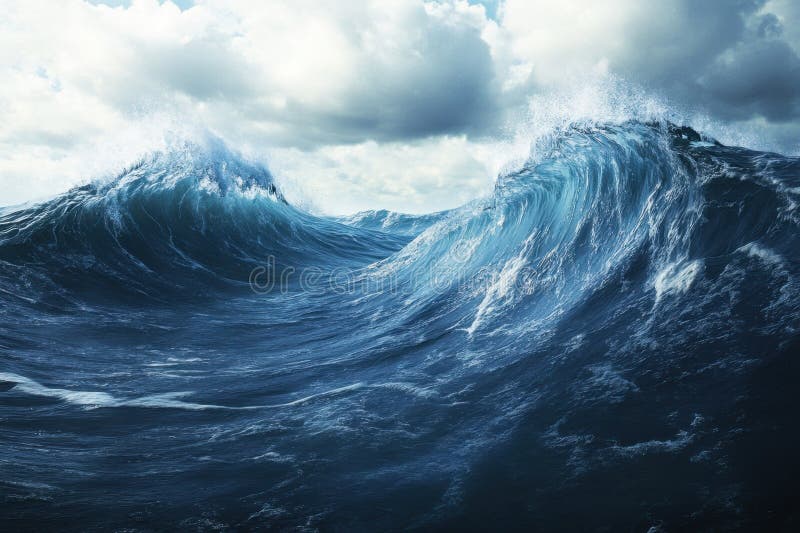 Waves Crash Powerfully Under a Dramatic Sky at a Coastal Location ...