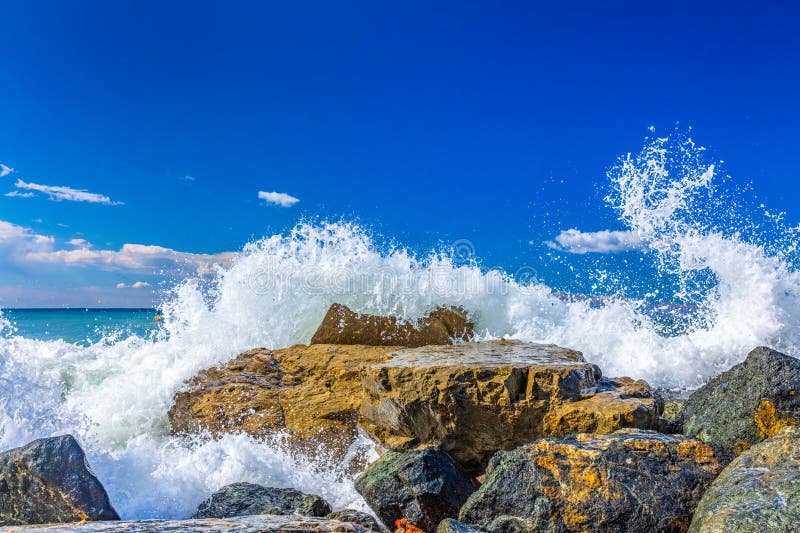 Waves Crash and Splash on Rocks Stock Image - Image of splash, coast ...