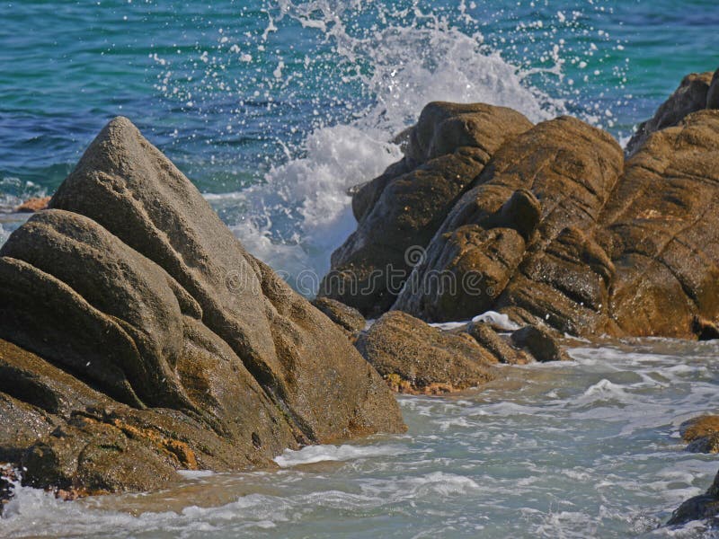 Waves Crashing Against the Rock Stock Photo - Image of seascape, power ...
