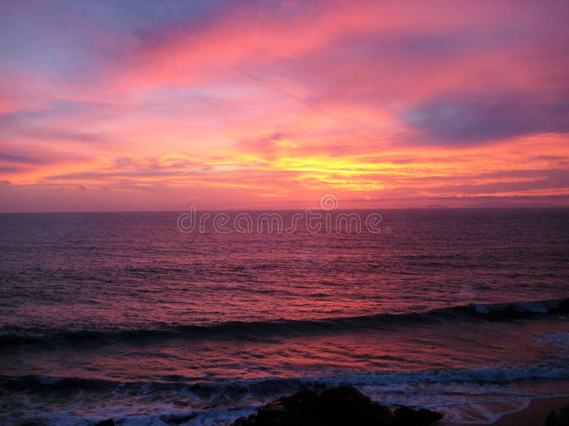 Waves Crashing on the Beach at Sunset Stock Image - Image of beach ...