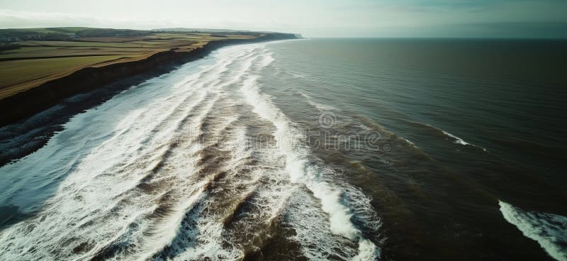 Waves Crashing on Coastline, Dramatic Seascape, Rolling Surf, Cliffs in ...