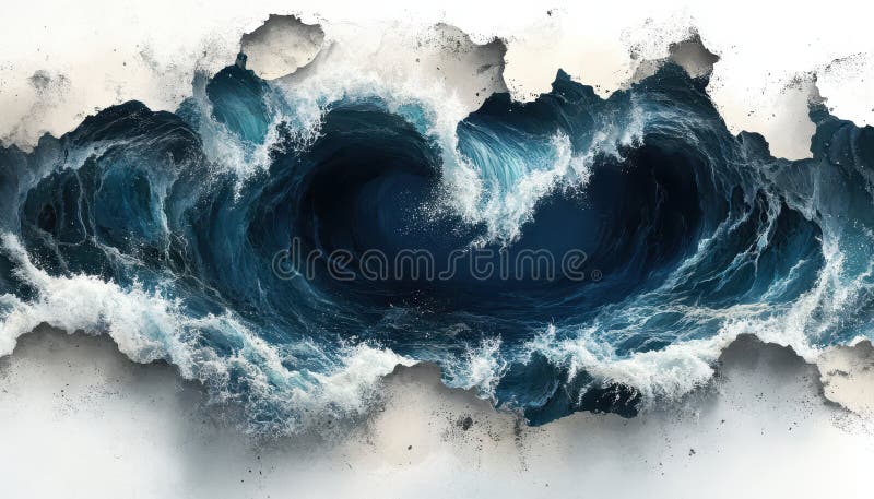 Waves Crashing through a Cracked Wall, Creating an Effect of Ocean in ...