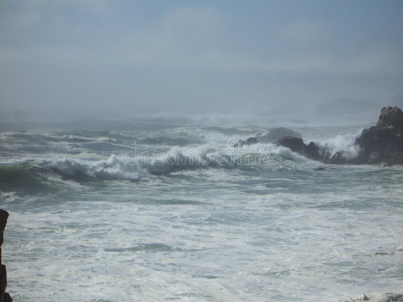 Waves Crashing in the Mist stock image. Image of water - 438945