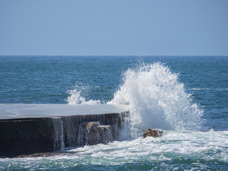 Waves Crashing Platform Sea Close View Stock Photos - Free & Royalty ...