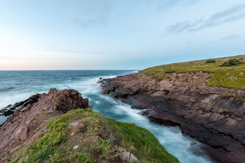 Waves Crashing on Shoreline of Bonavista Newfoundland Stock Photo ...