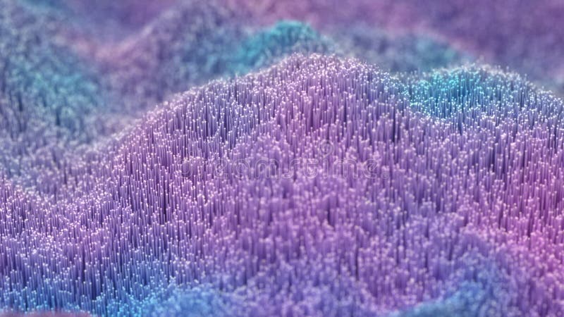 Waves on 3D Chart Surface Made of Glowing Fiber Optic Network Wires ...