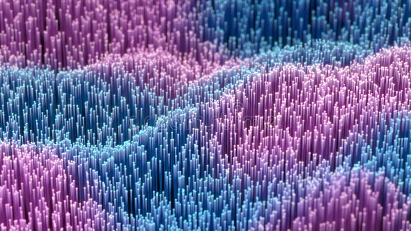 Waves on 3D Chart Surface Made of Glowing Fiber Optic Network Wires ...