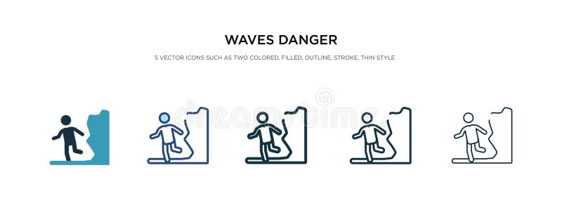 Waves Danger Icon in Different Style Vector Illustration. Two Colored ...