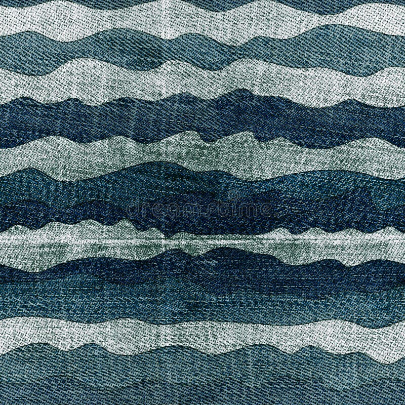 Waves Denim Seamless Pattern. Creative Jeans Texture . Indigo Backdrop ...