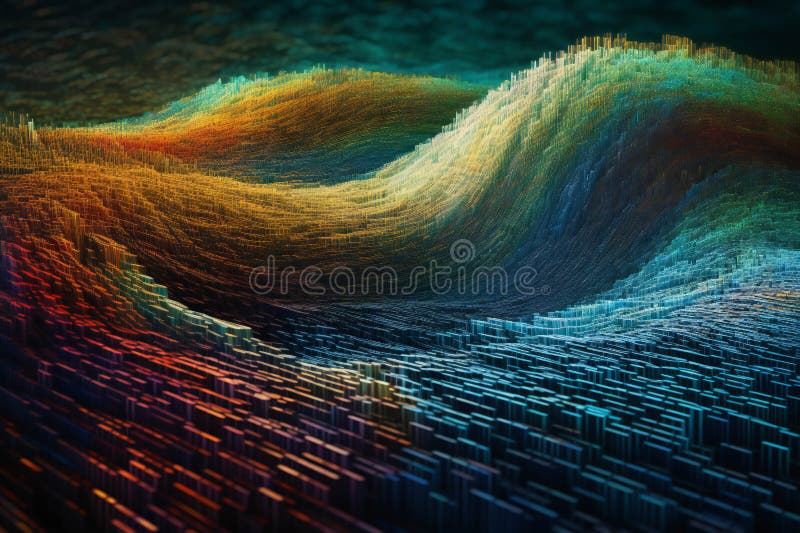 Digital Information Ocean - Binary Code Waves (AI Generated) Stock ...