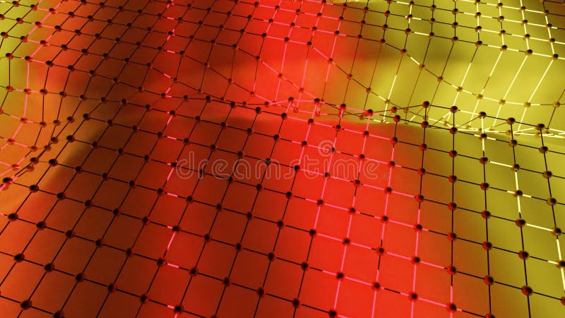Waves Distorting Surface with Grid and Dots. Design. Colorful Surface ...