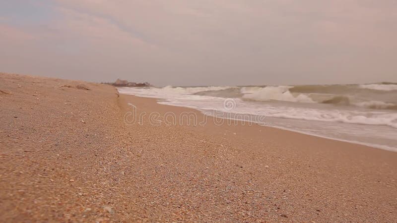 Waves on an Empty Sea Beach Close-up, Calm Weather on the Seashore ...