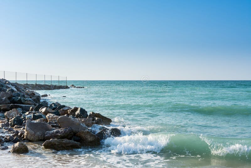 Waves Flushing the Beach at Ras Al Khaimah, UAE Stock Photo - Image of ...