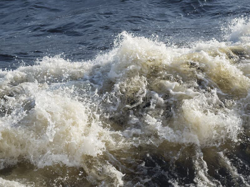 Waves and Foam Formed by a Passing Ship Stock Image - Image of strength ...