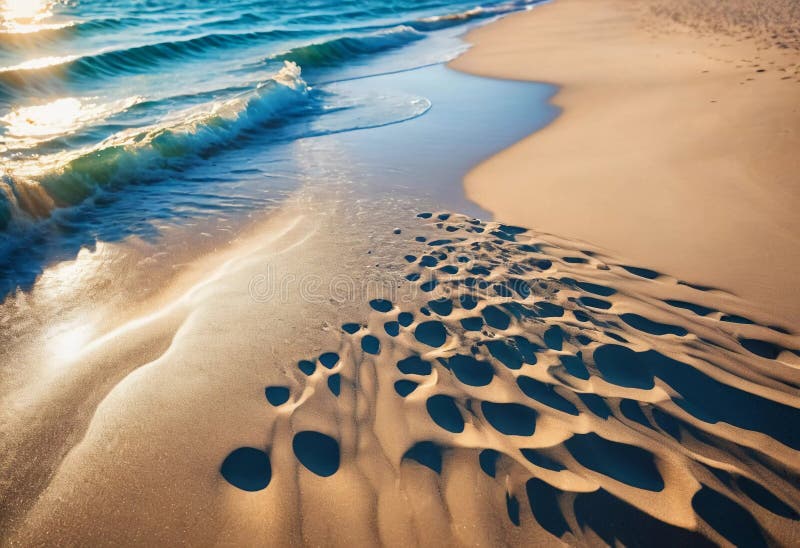 Waves Gently Lap Against the Sandy Shore, Creating Beautiful Patterns ...