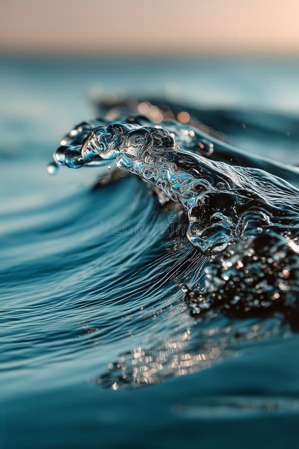 Waves Gently Rolling on a Tranquil Ocean Surface during Golden Hour AI ...