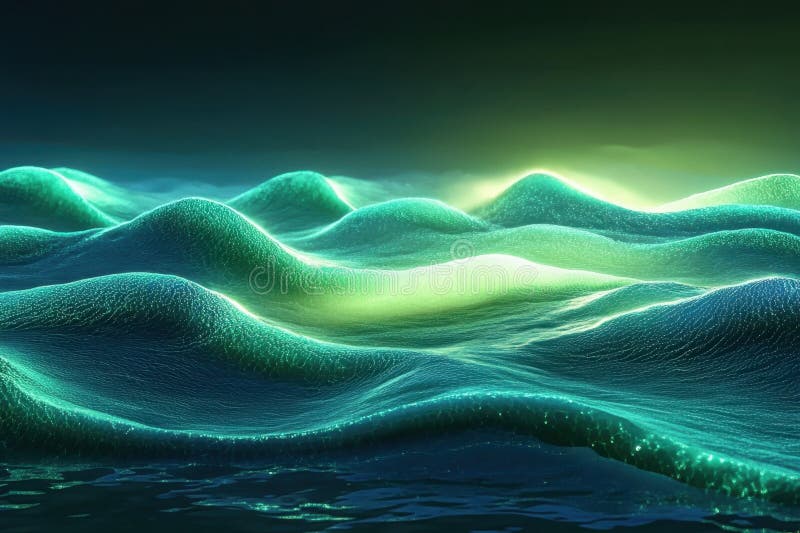 Waves Gently Rolling on a Tranquil Ocean Surface at Twilight Stock ...