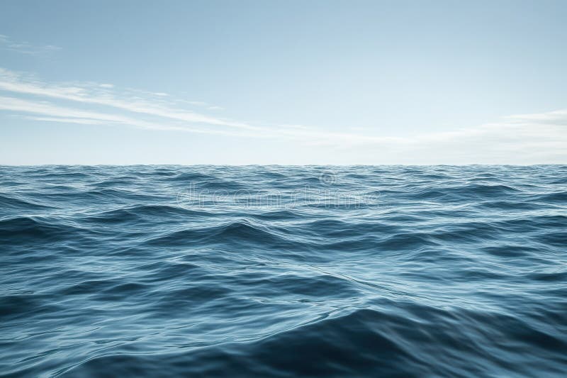 Waves Gently Rolling Under a Clear Sky Over a Vast Ocean Stock Image ...