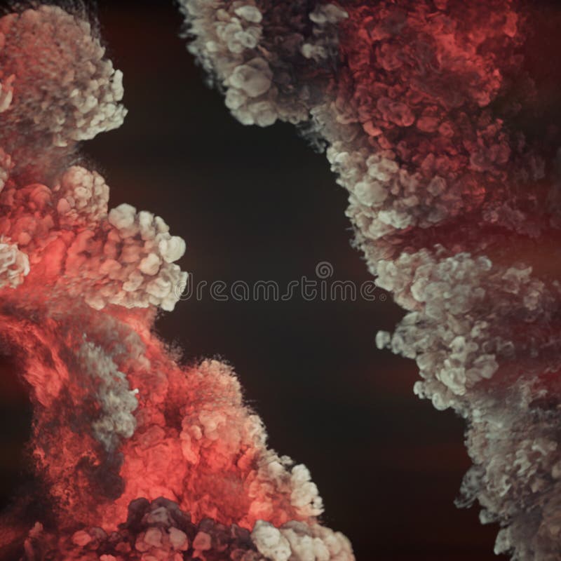 Waves of Giant Fire Explosions in Bright Red-orange Color. 3d Rendering ...