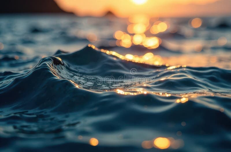 Exploring Dynamic Water Patterns and Textures during Sunset Stock ...