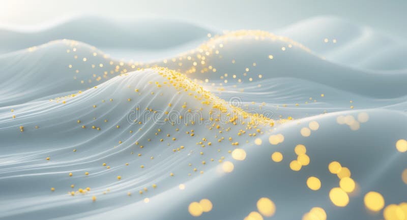 Waves with Glowing Golden Yellow Particles Stock Image - Image of ...
