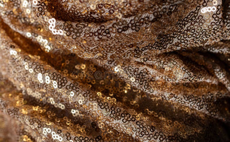 Waves in Gold Glitter Fabric. Glitter Background. Glitter Fabric for ...
