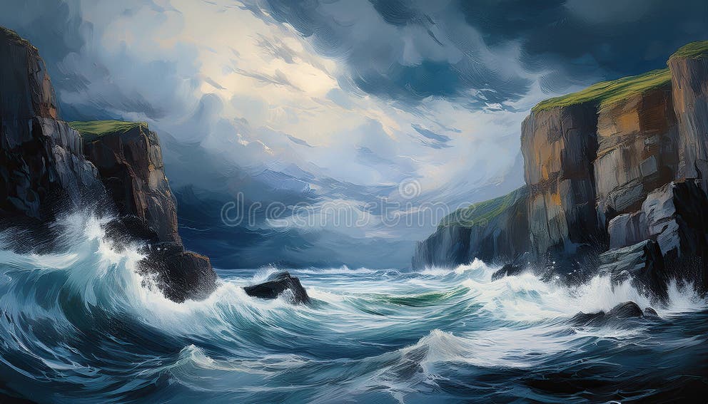 Waves Hammer the Coast stock illustration. Illustration of spray ...