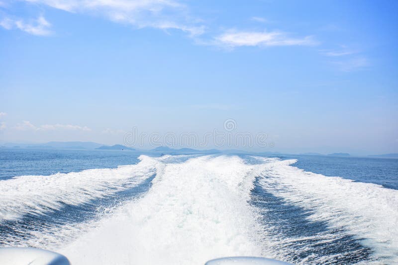 View Behind the Speed Boat with Sea and Wave Stock Image - Image of ...