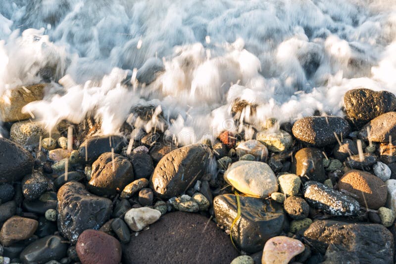 Waves Hit To the Stony Beach. Stock Photo - Image of liquid, beautiful ...