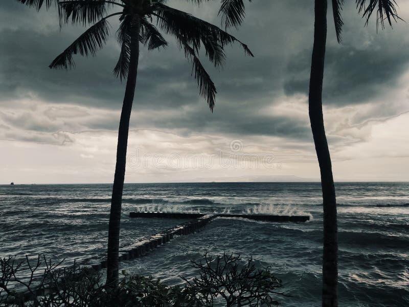 Waves Hitting the Bay As the Storm is Raging Stock Image - Image of ...