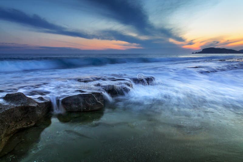 Waves Hitting the Rocks on the Brittany Coast Stock Photo - Image of ...