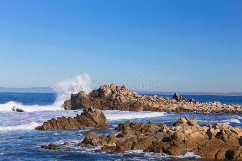 Waves Hitting Rocks in Pacific Grove Stock Photo - Image of pacific ...