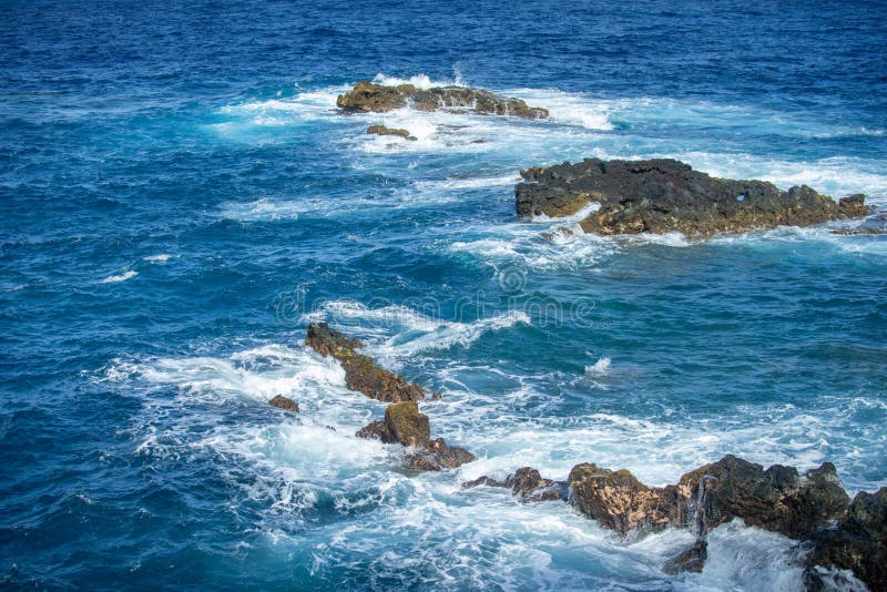 Waves Hitting the Rocks. Rocky Cliffs on Sea, Seascape. Stock Image ...