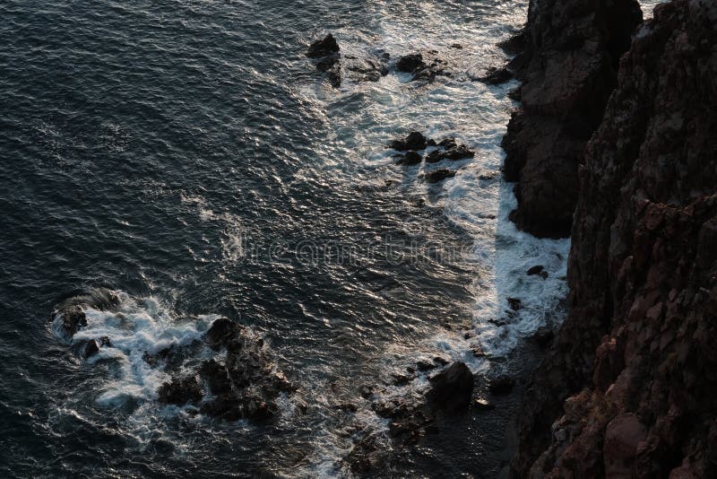 Waves Hitting the Sea Shore Top View Stock Photo - Image of splash ...